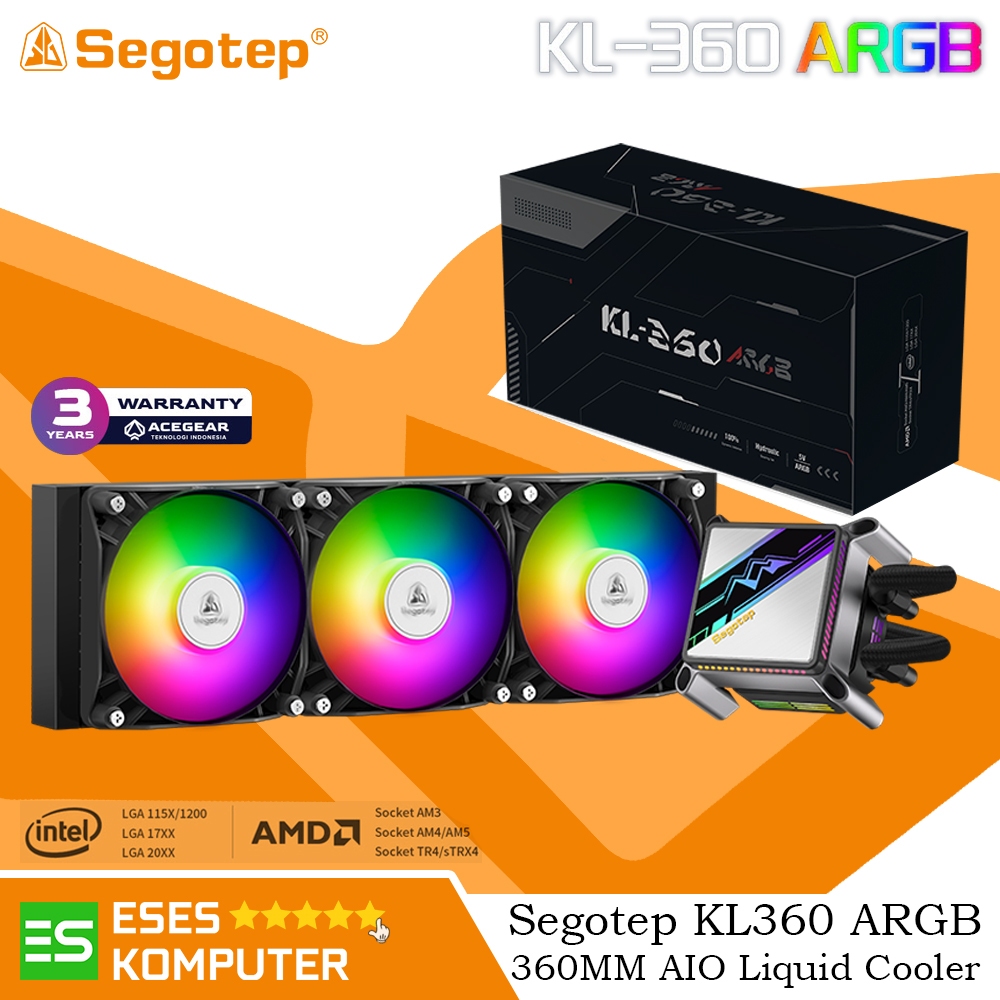 Jual AIO Segotep KL-360 KL360 ARGB Black | 360mm Liquid Cooler for Intel / AMD | Shopee Indonesia