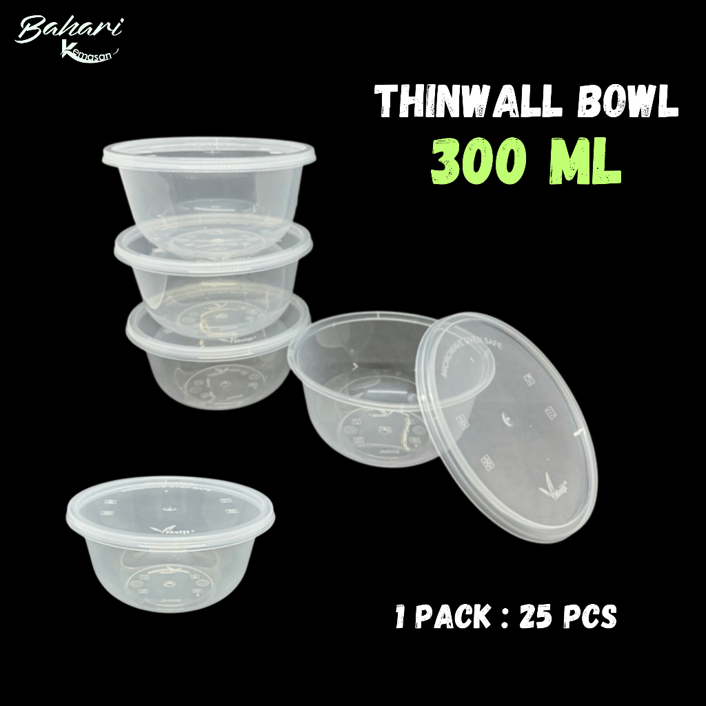 Jual thinwall 300 ml plastik mangkok cup bulat 300ml beli isi 25 ...