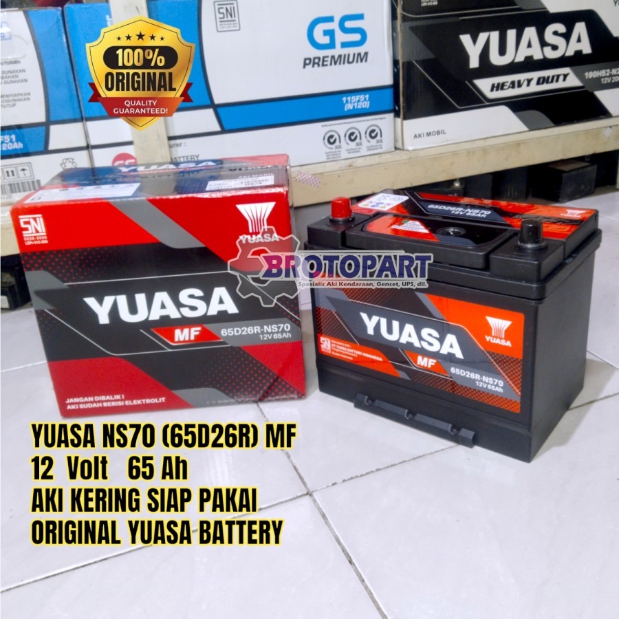 Jual Aki Mobil Kering Yuasa NS70 65D26R MF 65Ah Accu kering siap pakai | Shopee Indonesia