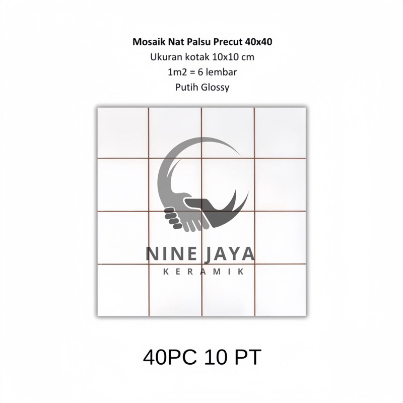 Jual Precut Nat Palsu Mozaik Keramik 40x40 - Putih Glossy 10x10 ...