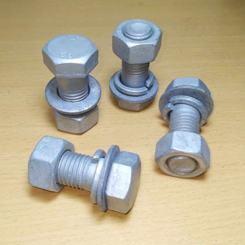 Jual baut mur hdg m16 x 40mm baut galpanis hotdip baut tower grade A 6.6 half drat full body ...