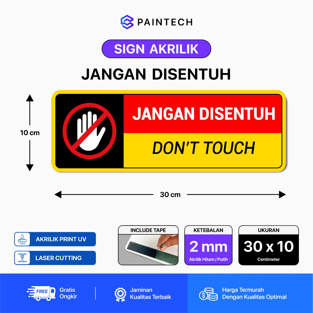 Jual Sign Akrilik Tanda Jangan Sentuh Papan Dilarang Menyentuh Print UV ...