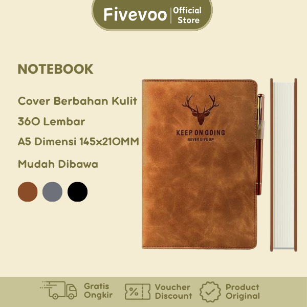 Jual FIVEVOO Notebook Kulit A5/Buku Agenda Kerja Atau Kuliah/Meeting ...