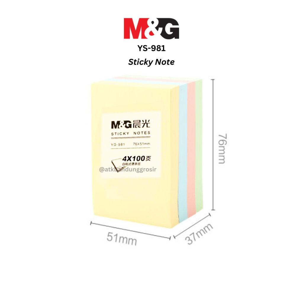 Jual Sticky Notes M&G AS2U103 Memo 76x51mm Sticky Notes 4 Warna Pastel ...