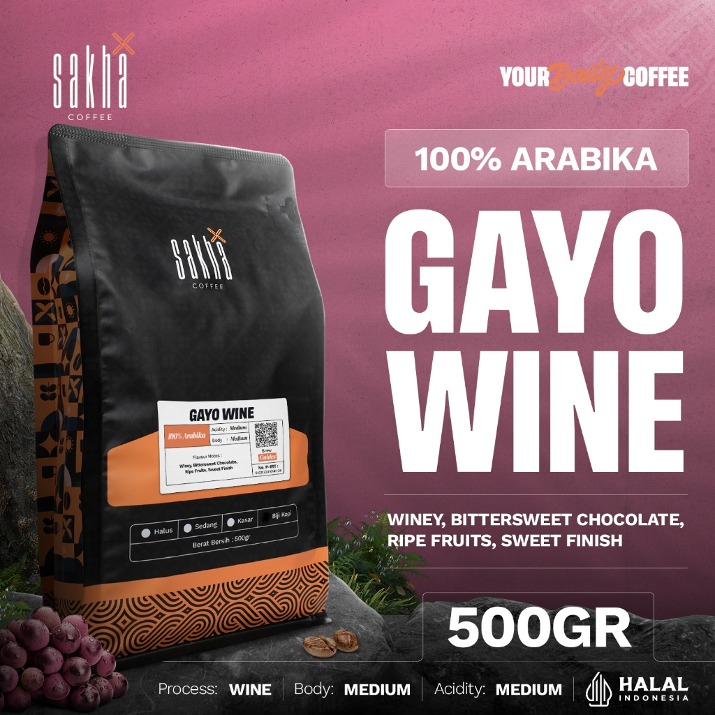 Jual Kopi Arabika Gayo Wine Arabica Coffee 500gr Sakha Roastery Biji ...