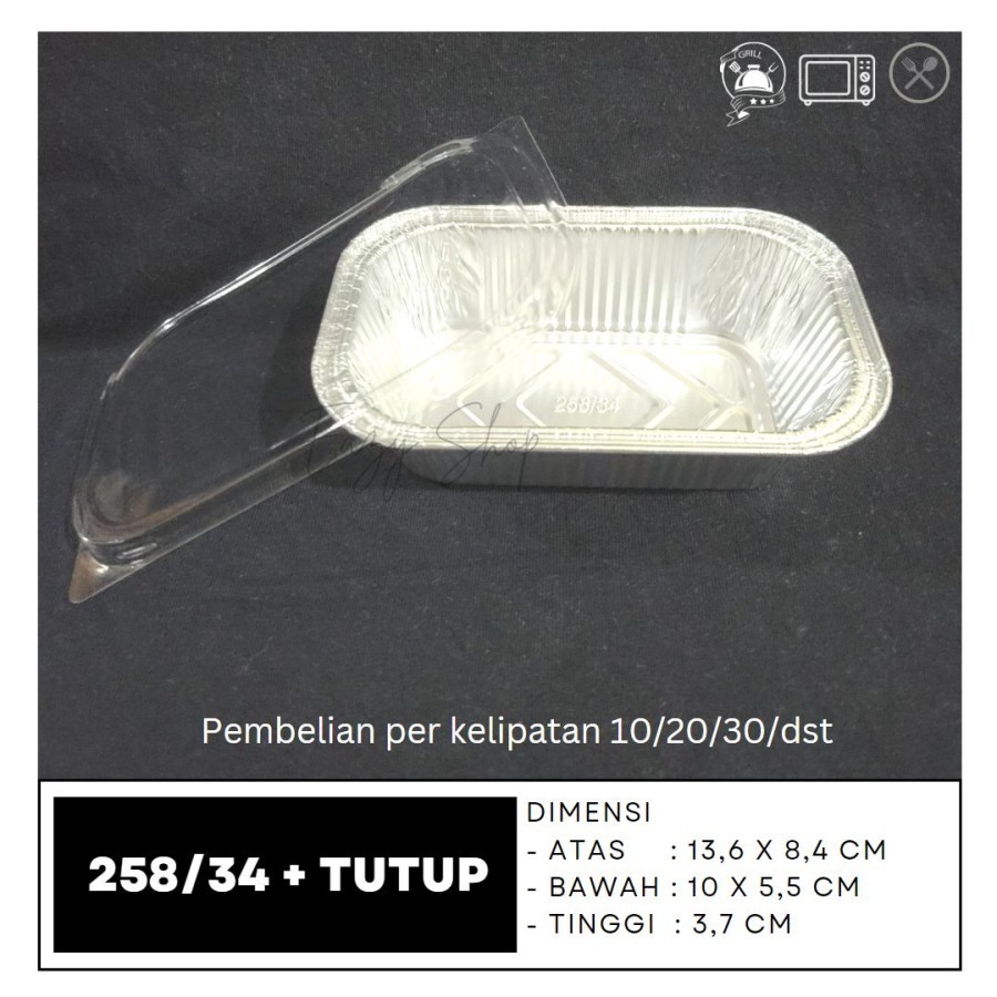 Jual HS alumunium foil cup OX 250 + tutup Mentai Rice ALUMINIUM FOIL CUP 8.2 X 13.6 CM + TUTUP ...