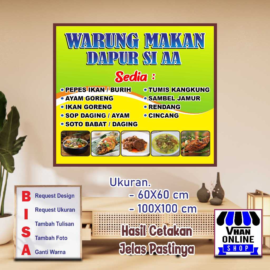 Jual Cetak Spanduk Banner Daftar Menu Warung Makan Warna Ijo | Shopee ...