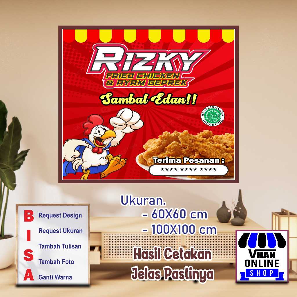 Jual Cetak Spanduk Banner Ayam Geprek Pedas dan Ayam Crispy | Shopee ...
