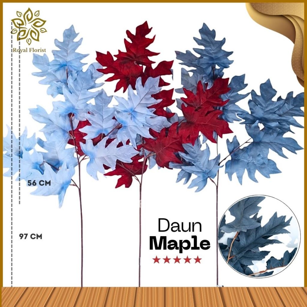 Jual Daun Hias Mapple Tangkai Panjang/Daun Palsu Dekorasi/Daun ...