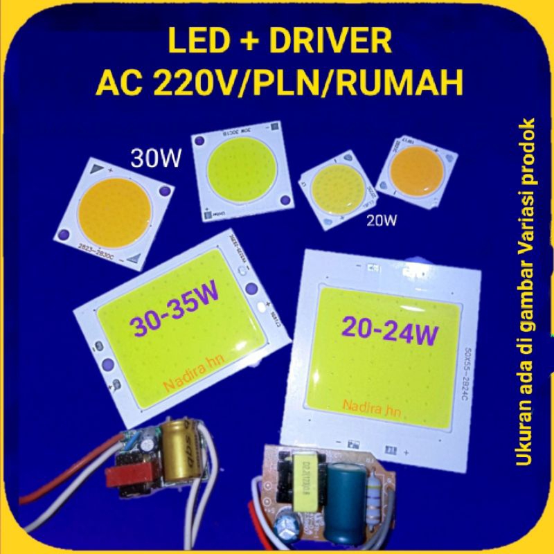 Jual LED + DRIVER 220V ac/PLN 20W 30W flip chip Cob hpl super bright ...