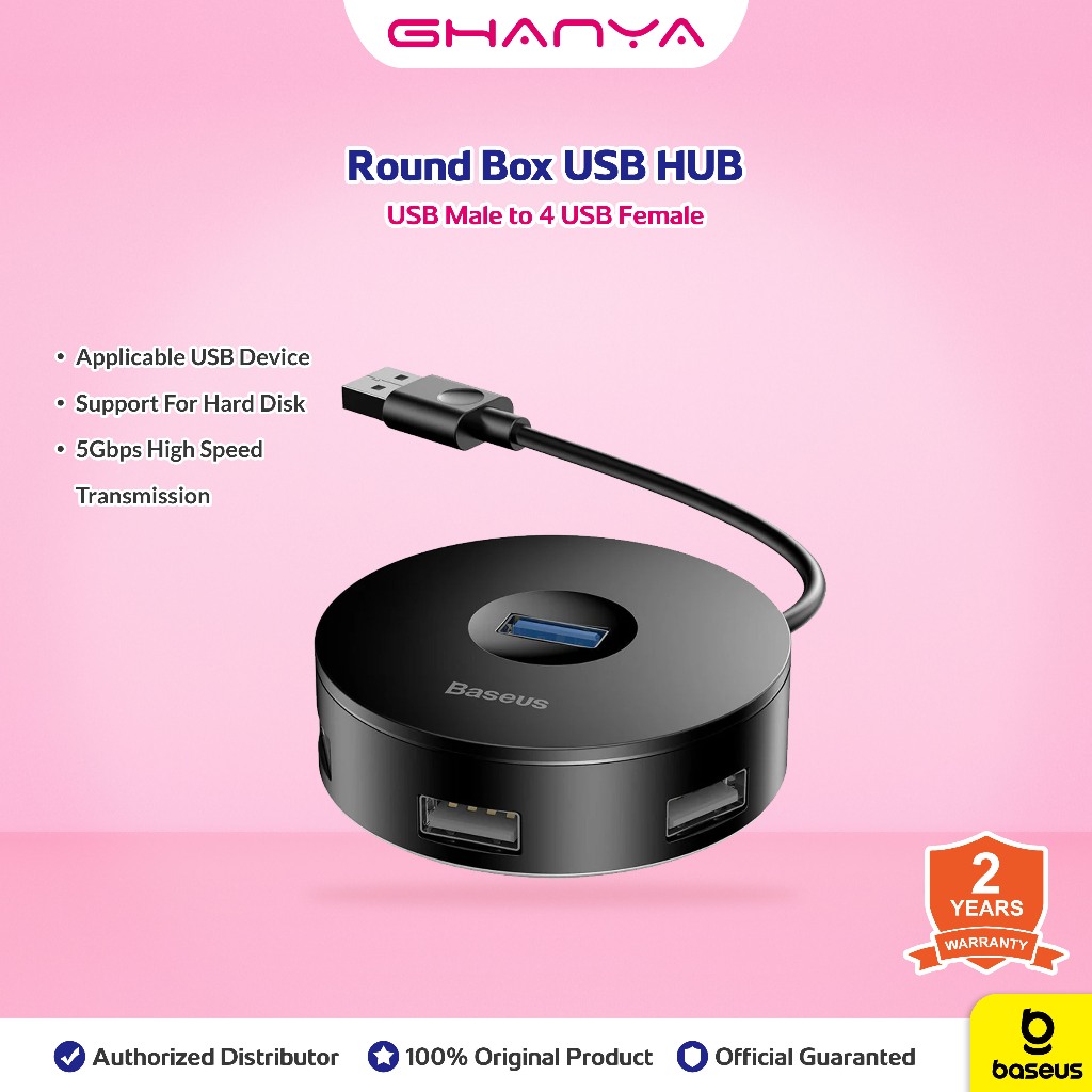 Jual Baseus Round Box USB HUB 3.0 Male to 4 Port USB 3.0 Female Adapter ...