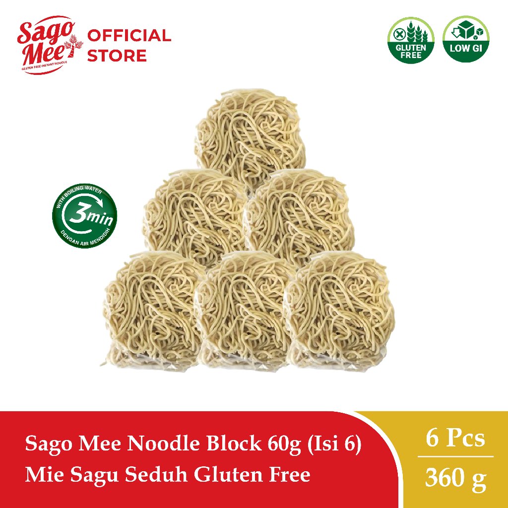 Jual Sago Mee Gluten Free Mie Instan Noodle Block 60g (Paket Isi 6) Mie ...