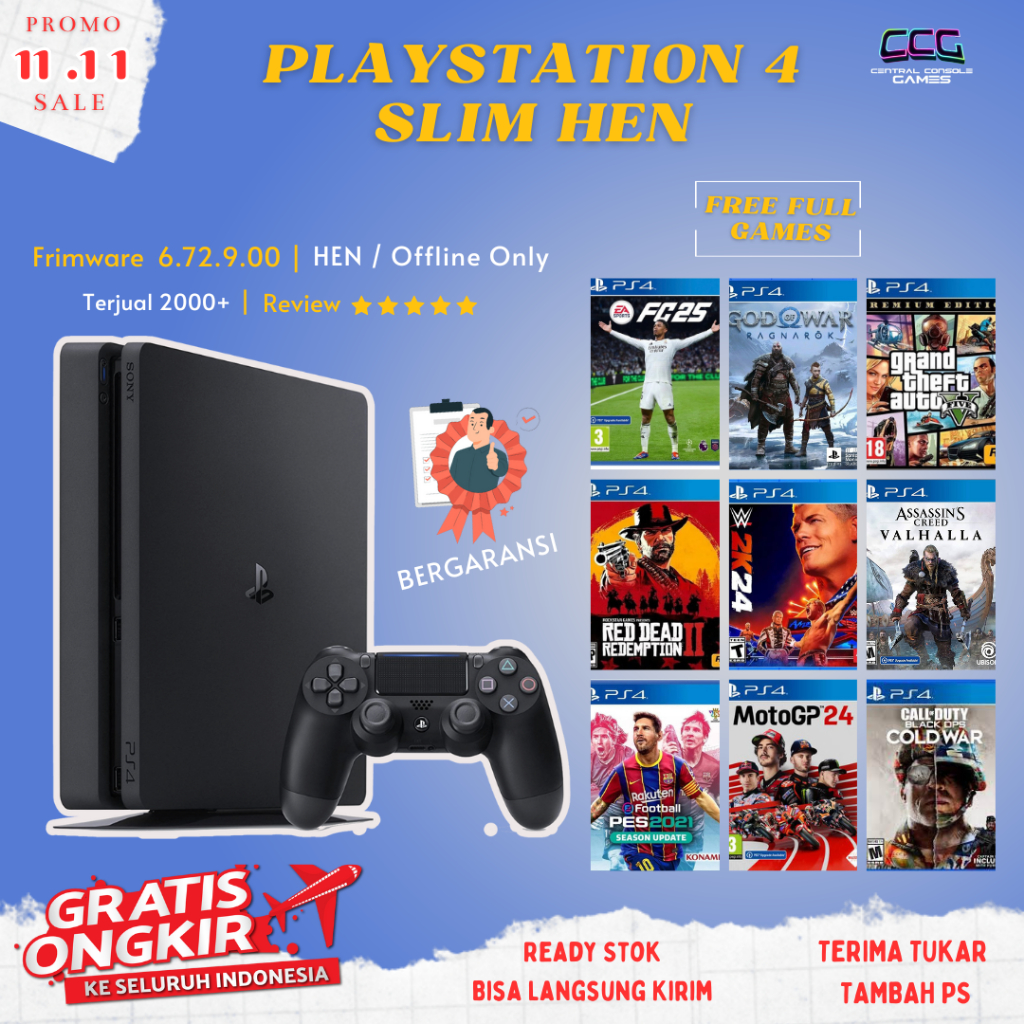 Jual PS4 Slim 500GB HEN CFW Full Set Garansi Full Games | Shopee Indonesia