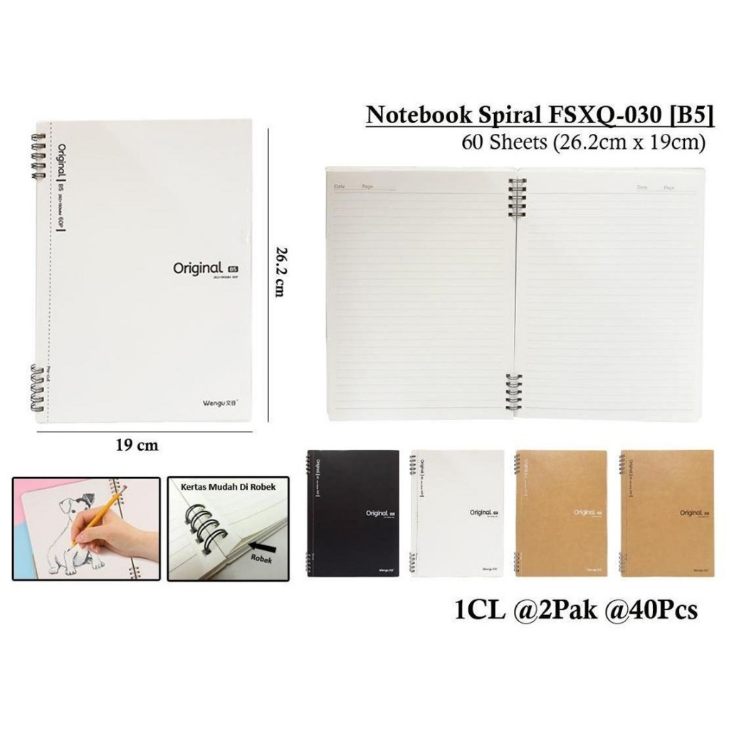 Jual WENGU NOTEBOOK SPIRAL RING ORIGINAL - BUKU CATATAN SPIRAL 60 ...