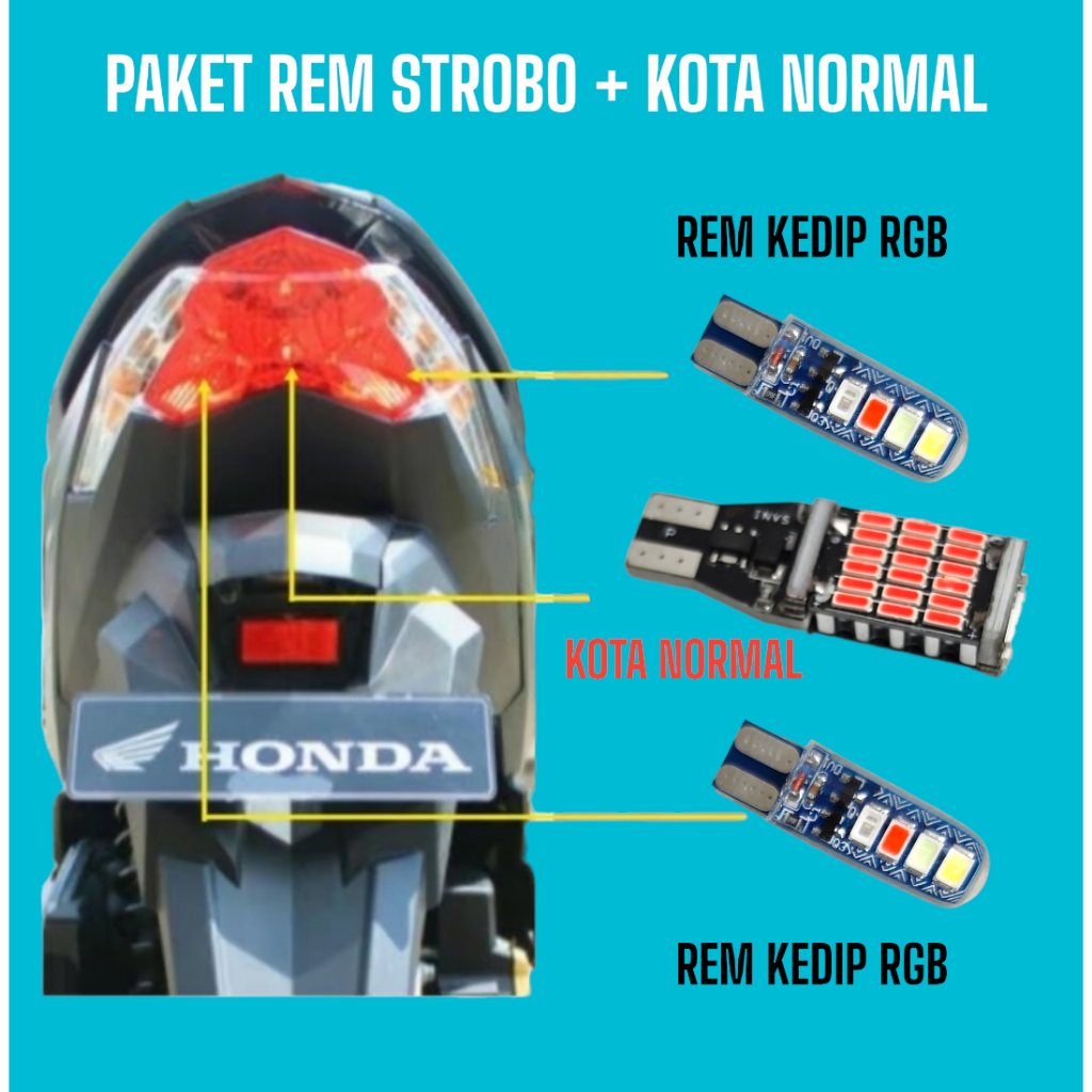 Jual PAKET STOP Rem Motor Vario 125 150 LED Rem Kedip dan Diam Super ...