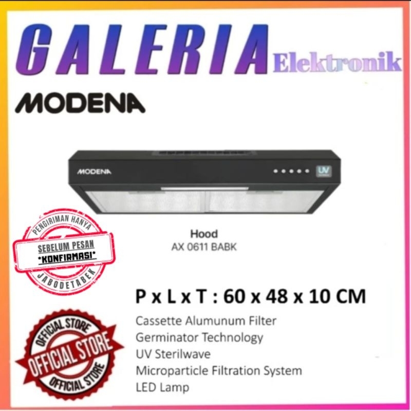Jual Modena Cooker Hood Slim AX 0611 BABK 60cm | Shopee Indonesia