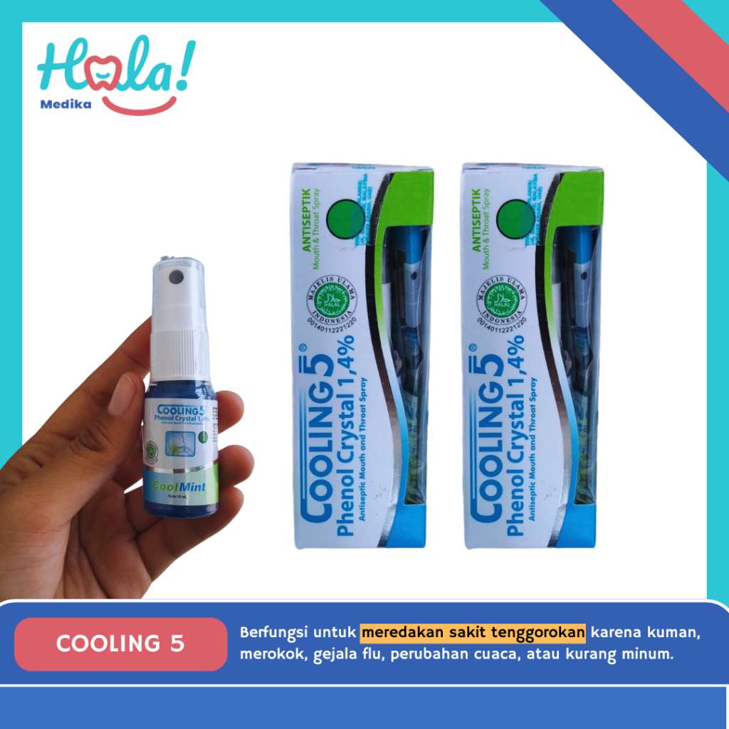 Jual COOLING 5 PHENOL CRYSTAL 1,4% ANTISEPTIC MOUTH AND THROAT SPRAY ...