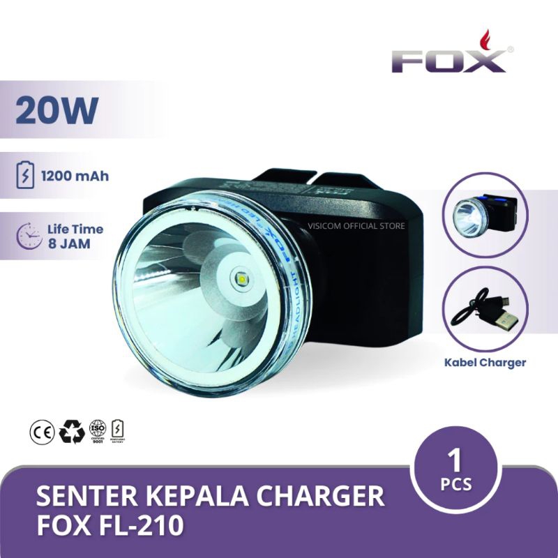 Jual Senter Kepala FOX HL-210 / Headlamp Outdoor 20 WATT (1 PCS ...