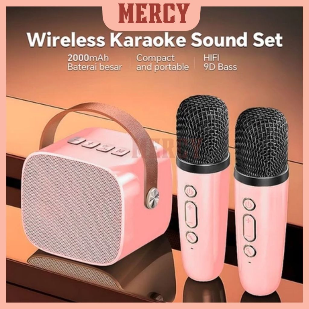 Jual Speaker Mini Karaoke Free 2 Mic / Speaker Mikrofon Portable ...