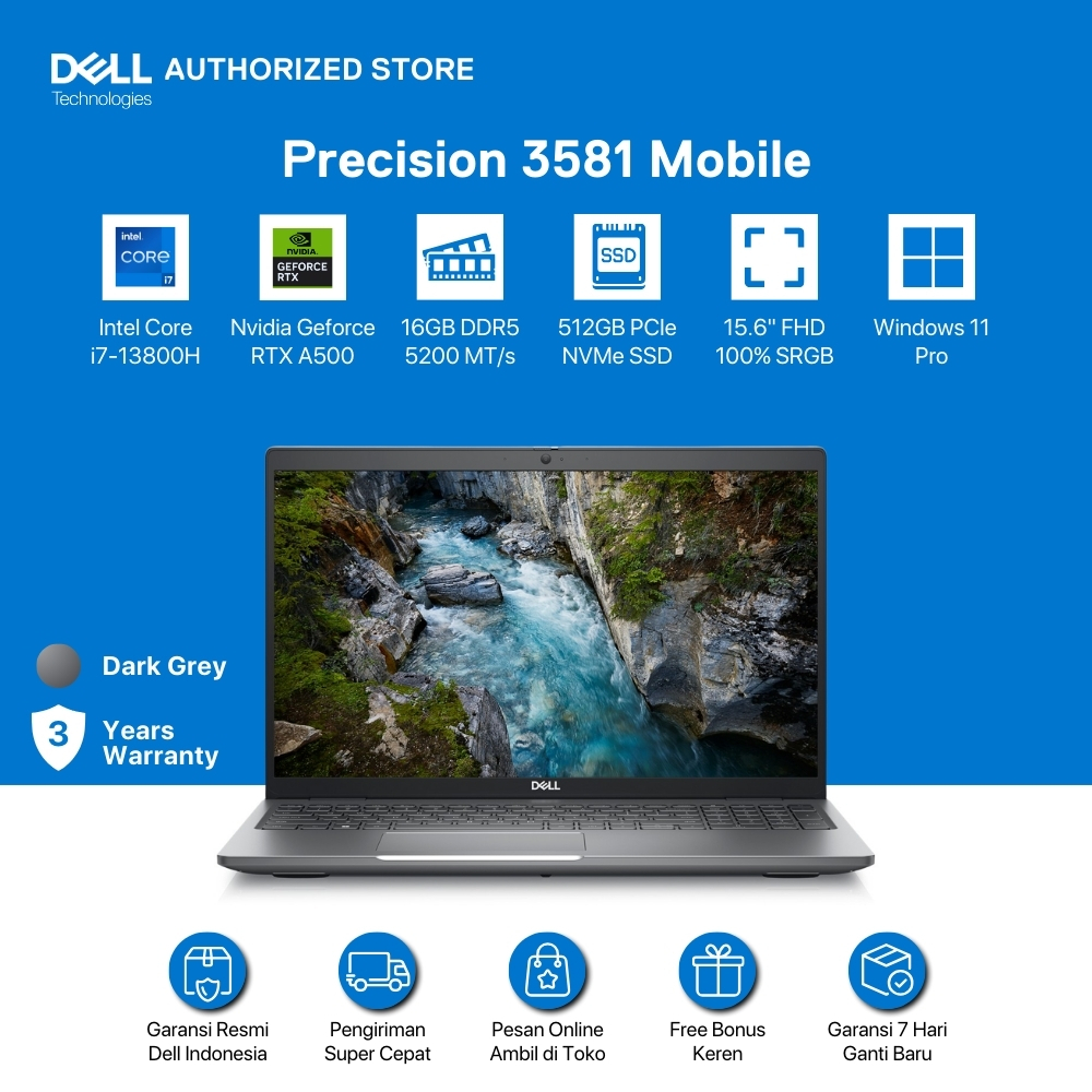 Jual Dell Mobile Precision 3581 [Ci7-13800H-16-512-RTX A500-W11P-3YR ...