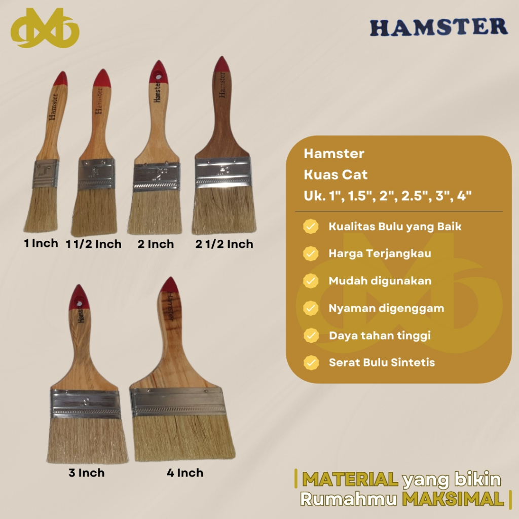 Jual Hamster | Kuas Cat | Ukuran 1", 1 1/2", 2", 2 1/2", 3", 4", 5 ...