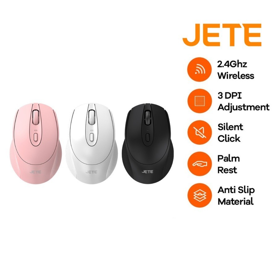 Jual JETE MS102 Mouse Wireless Silent Click with 3 Level DPI Ergonomis ...