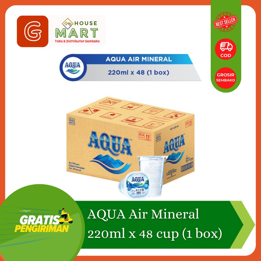 Jual AQUA GELAS 220 ML 1 DUS (48 CUP) / Air Minum Dalam Kemasan (AMDK ...
