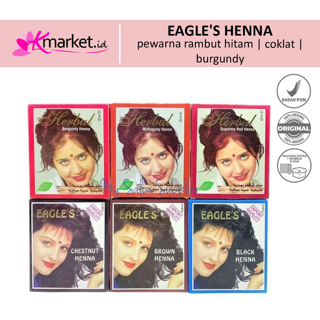 Jual EAGLE'S HENNA | HERBUL - Pewarna Rambut Henna Hitam | Coklat ...
