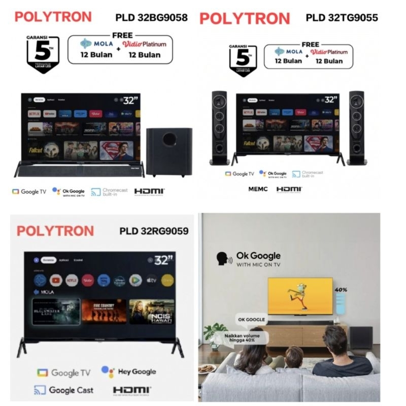 Jual TV Android 32 Inchi Polytron PLD 32BG9058/32TG9055/RG9059 | Shopee ...