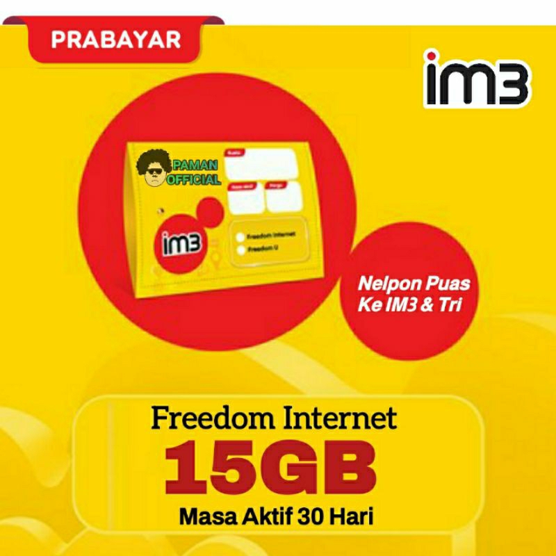 Jual Kartu Perdana IM3 Freedom Internet 15GB/30hari | Shopee Indonesia