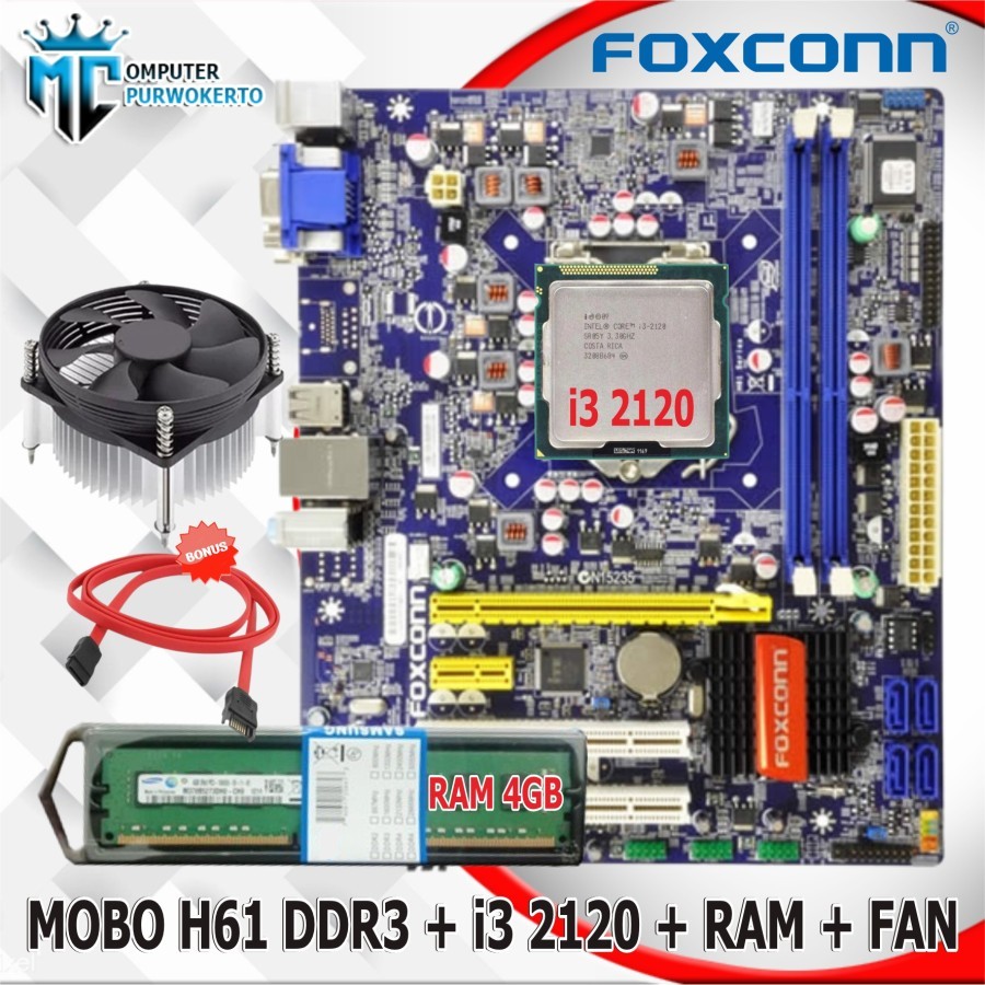 Jual Paket Motherboard H61 OEM + Processor I3 2120 Soket 1155 + RAM DDR3 + Fan | Shopee Indonesia