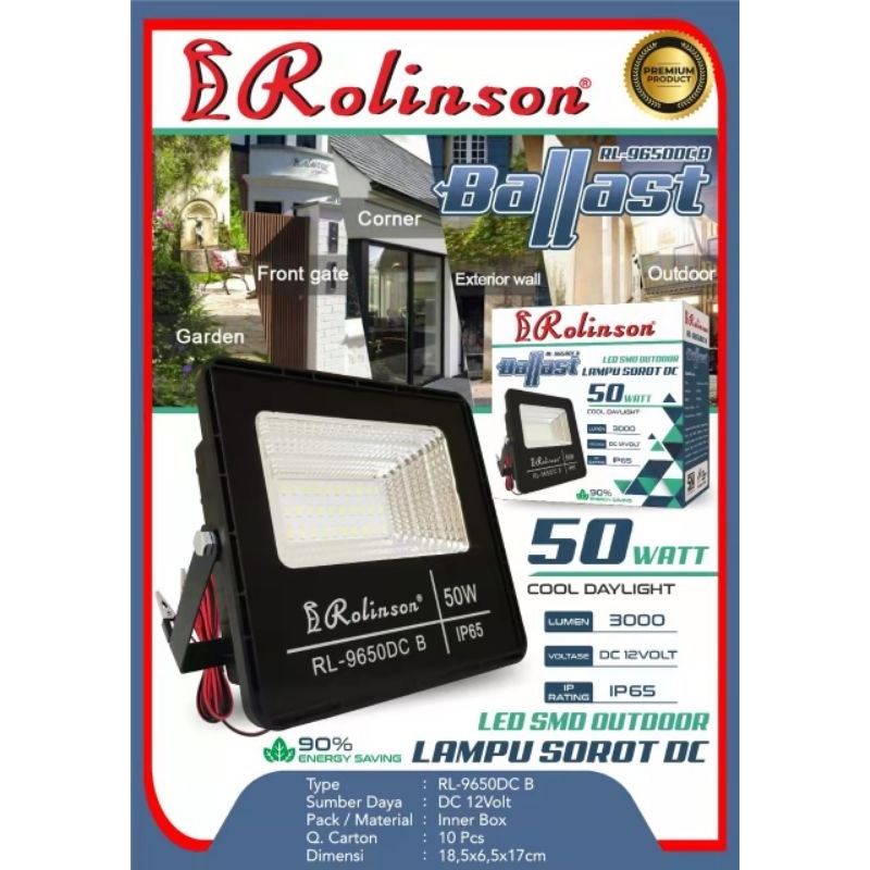 Jual Lampu Sorot LED DC 50 Watt Aki Lampu Sorot DC 50Watt Cahaya Putih Lampu Sorot ROLINSON ...