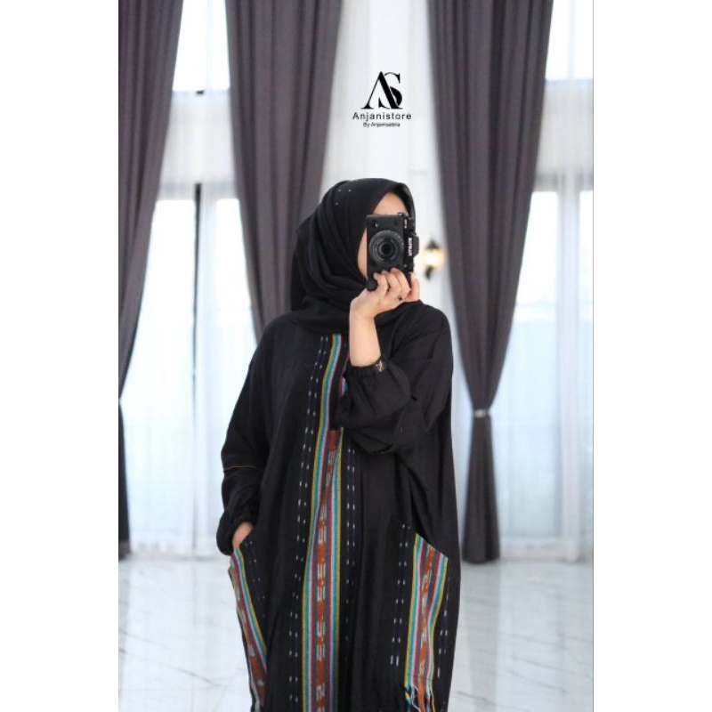Jual Kaftan hitam Anjanistore free gift (Ready) | Shopee Indonesia