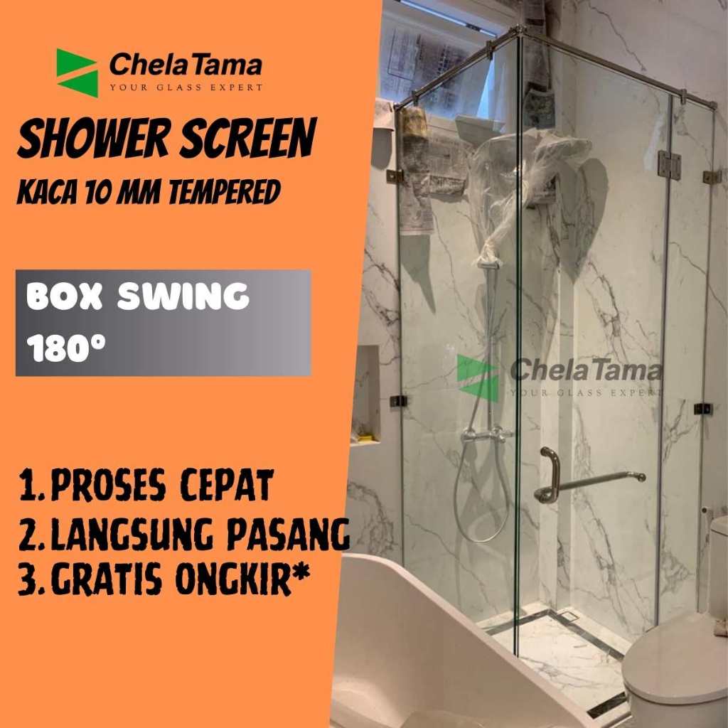 Jual Shower Box Kaca Tempered 10mm - Pintu Swing Glass to Glass ...