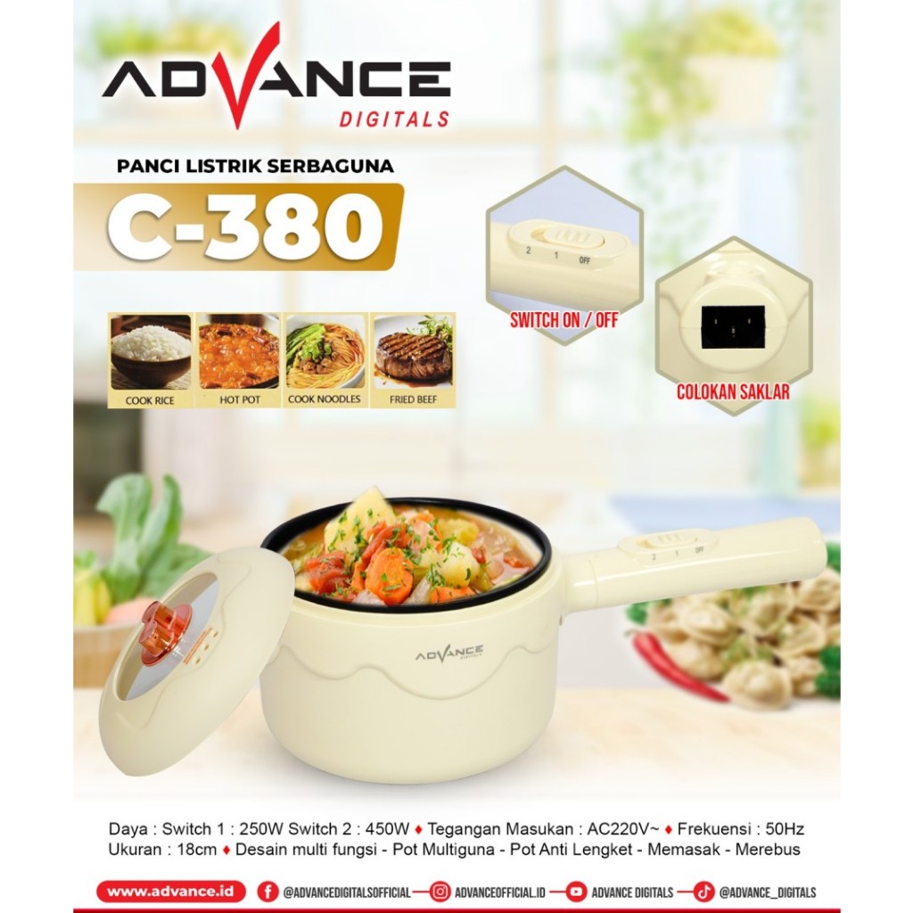 Jual Panci Listrik Advance C-380 Electric Cooker Serbaguna Garansi ...