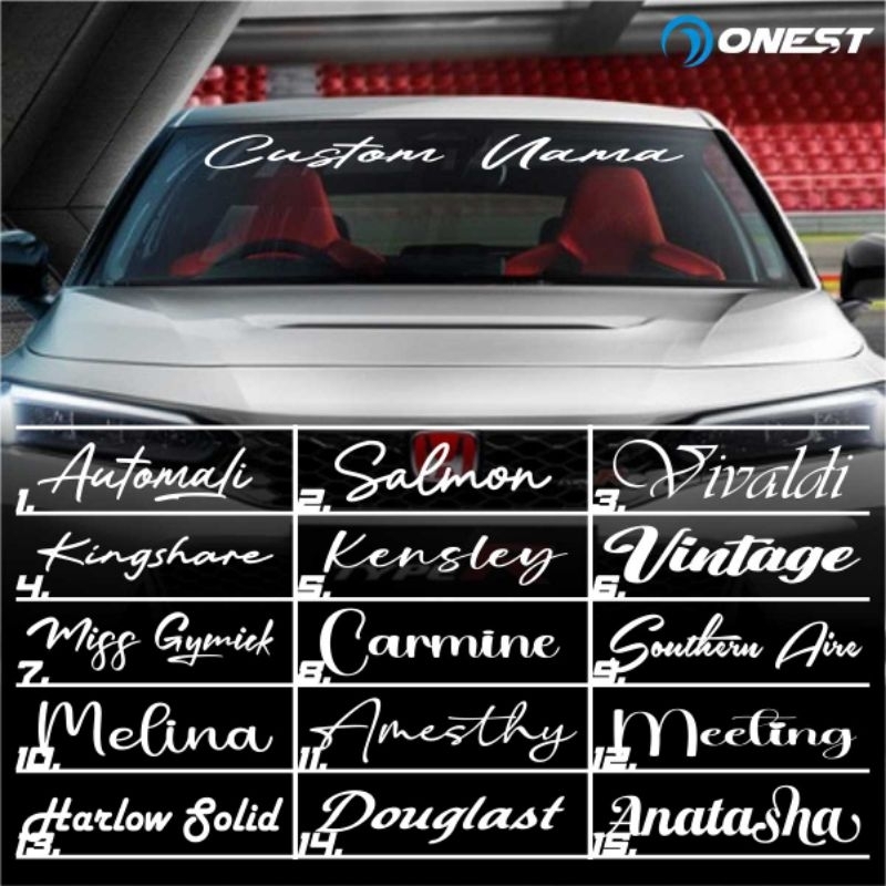 Jual Sticker Kaca Depan Mobil Custom Nama Cutting Sticker Universal ...