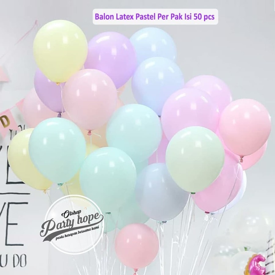 Jual Balon latex pastel 1 pack isi50 pcs 12 inch / Balon Pastel / Balon ...
