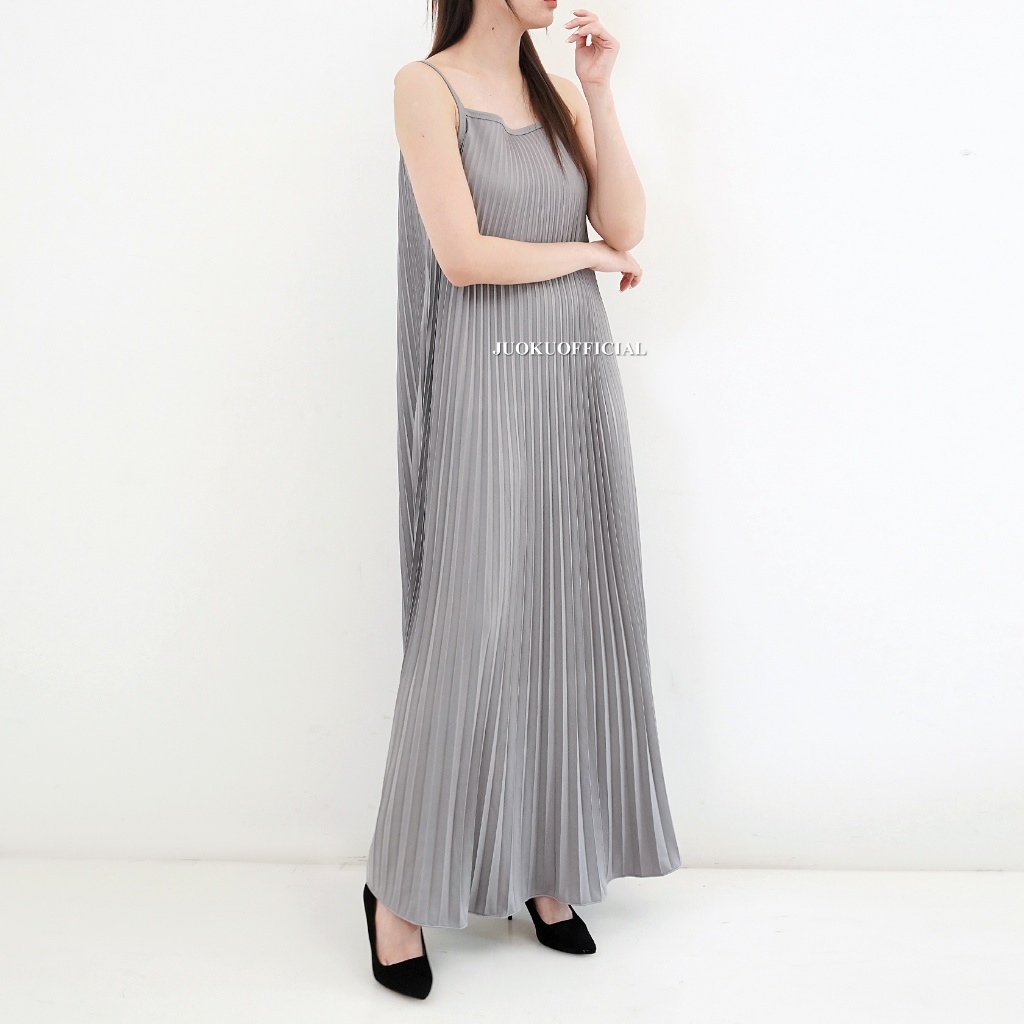 Jual Inner Maxi Dress Plisket Mayung Tali / Dress Panjang Polos Plisket ...