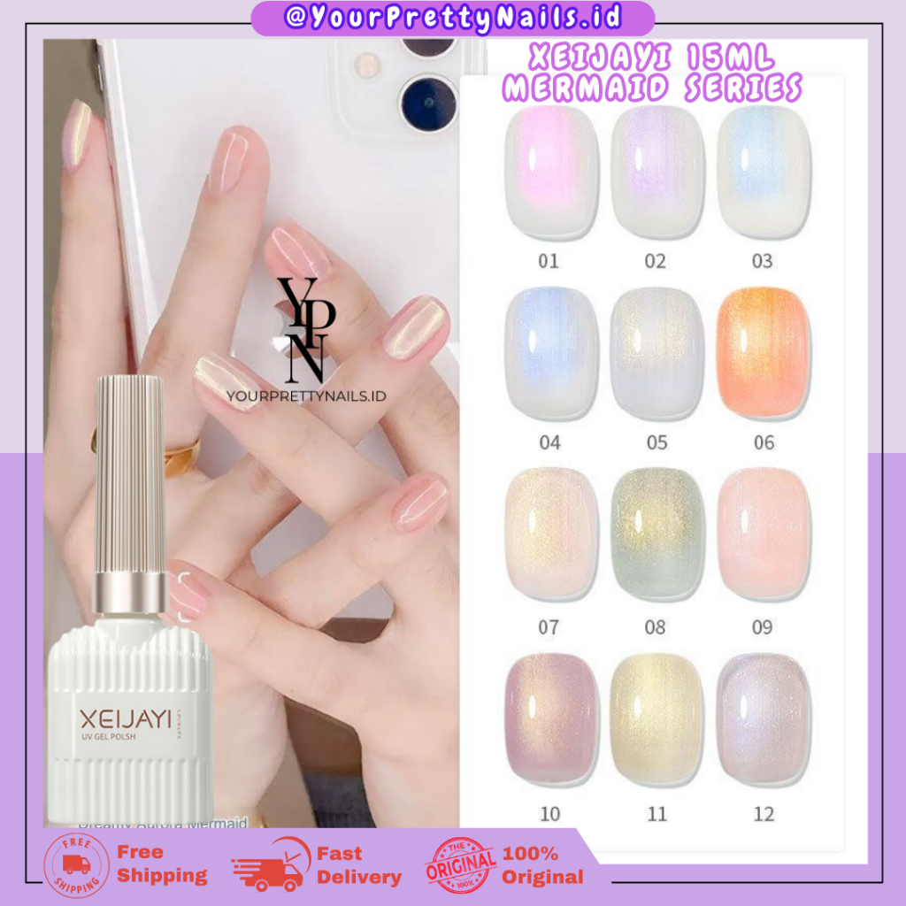 Jual XEIJAYI 15ML Mermaid Pearl Series Shell Aurora Glitter Color UV ...