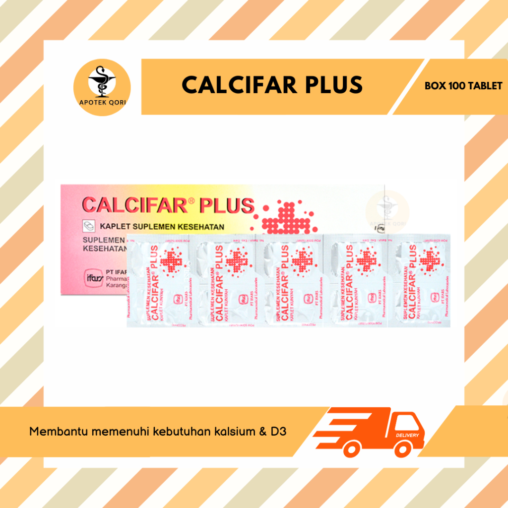 Jual CALCIFAR PLUS BOX 100 TABLET/KALSIUM VIT D3 TULANG DAN GIGI/IBU ...