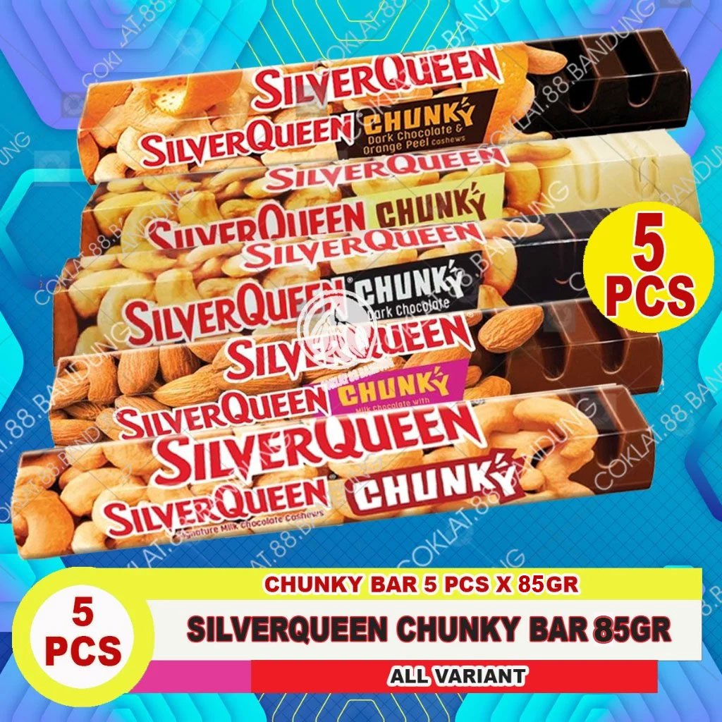 Jual SilverQueen Chunky Bar 85gr 82gr Isi 5 pcs Mix Rasa Mede Almond ...