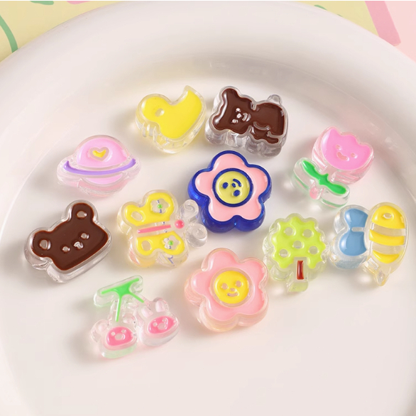 Jual Bunga Bebek Kuning Transparan Permen Ceri Lebah Aksesoris Manik ...