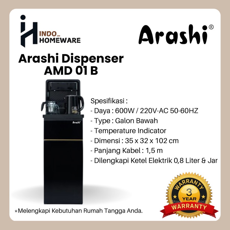 Jual Dispenser Air Galon Bawah Arashi AMD01B Dengan Touchscreen dan Remote | Shopee Indonesia