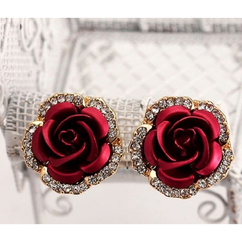 Jual Anting berlian mawar wanita model korea terbaru bagus cantik lucu ...