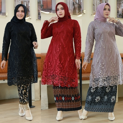 Jual SETELAN TUNIK BROKAT TILE PREMIOUM TERBARU/Modern seragaman pesta ...