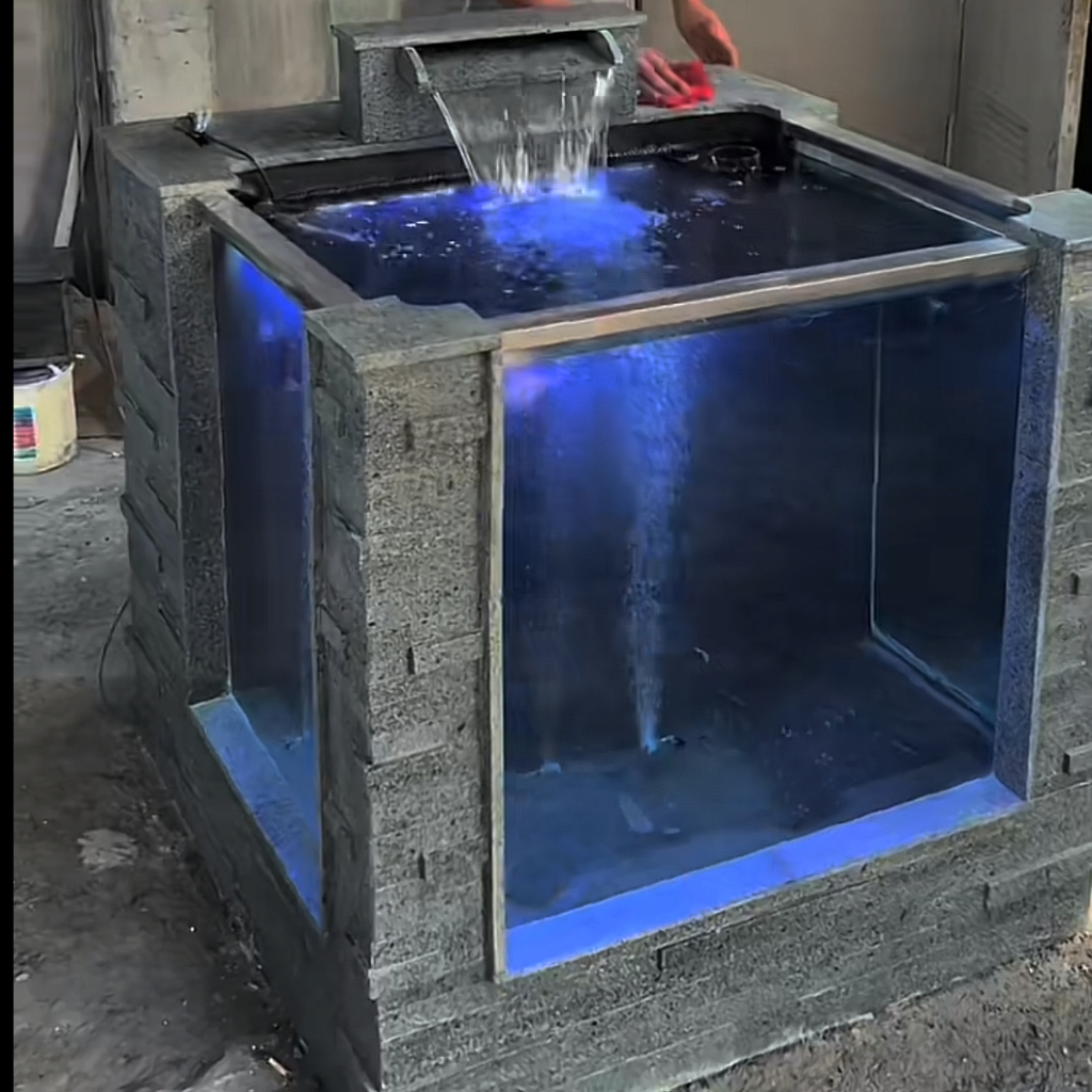 Jual Kolam Ikan Portable Batu Alam Timbul Kaca 3 Sisi | Shopee Indonesia