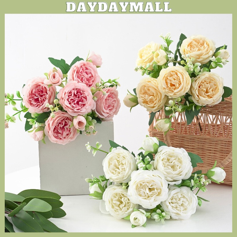 Jual Bunga Rose Mawar Plastik Bunga Peony Tangkai Artificial Rose ...