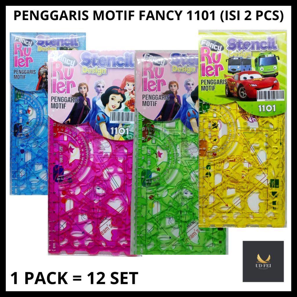Jual (1 PACK = 12 SET) Penggaris Motif Fancy/ Penggaris Motif Fancy ...