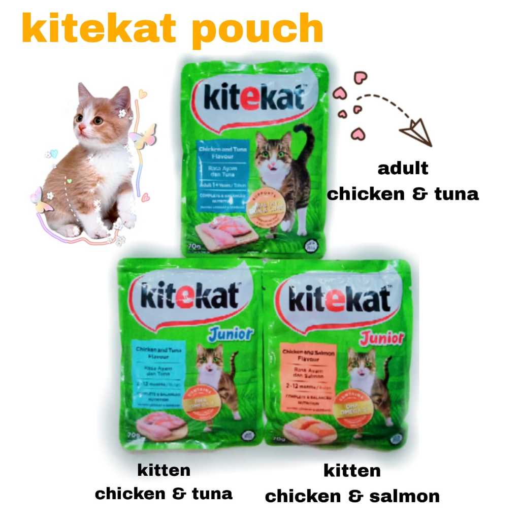 Jual makanan kucing KITEKAT POUCH 70gr BISA INSTAN | Shopee Indonesia