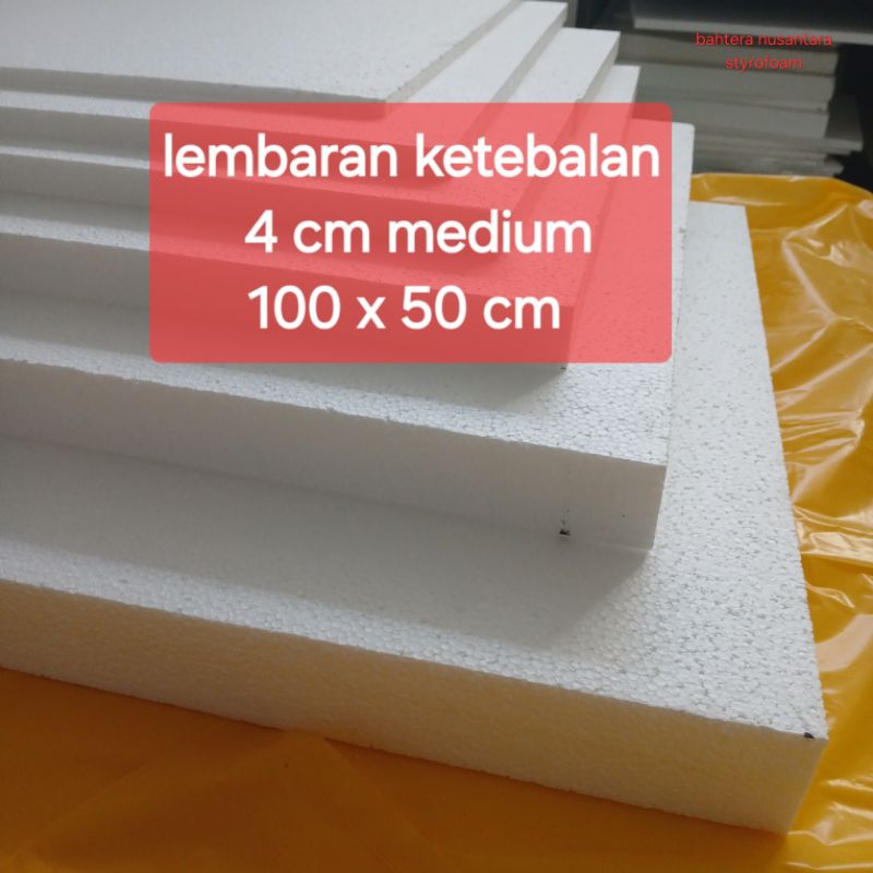 Jual lembaran styrofoam tebal 4 cm medium ukuran 100 x 50 cm | Shopee ...
